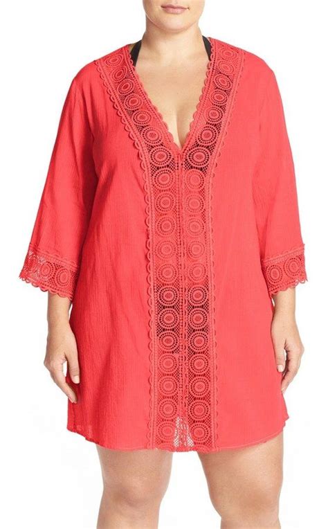 La Blanca Island Fare V Neck Tunic Cover Up Plus Size Ladies