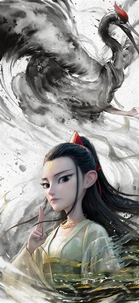 哪吒之魔童闹海 鹤童水墨画5k手机壁纸 千星图壁纸 高清电脑桌面壁纸图片大全 Wallhaven 彼岸壁纸