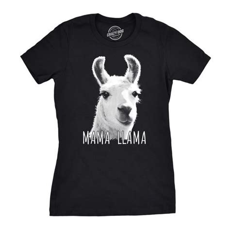 A Womens Black T Shirt With An Image Of A Llama On It