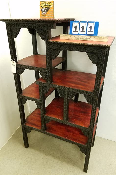 19th C Indo Carved Etagere 49 12h X 29w X 14d Cordts Mansion Sold