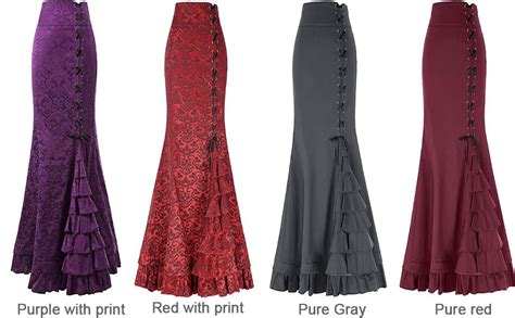 Moonight Vintage Steampunk Long Skirt Ruffled Fishtail Mermaid Skirt At Amazon Womens Clothing
