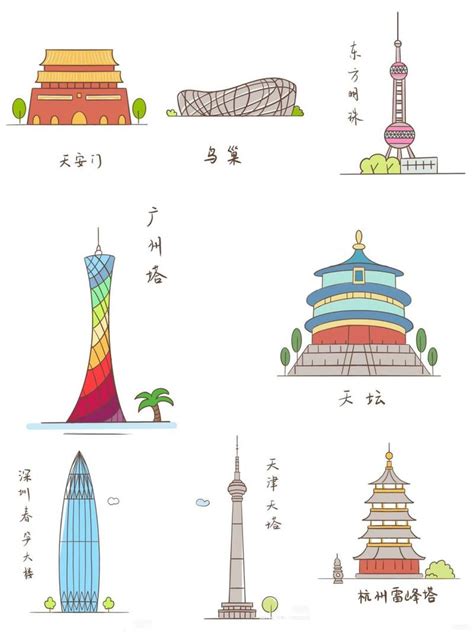 中国十大建筑物简笔画 中国十大建筑简笔画加名称 苗苗知道