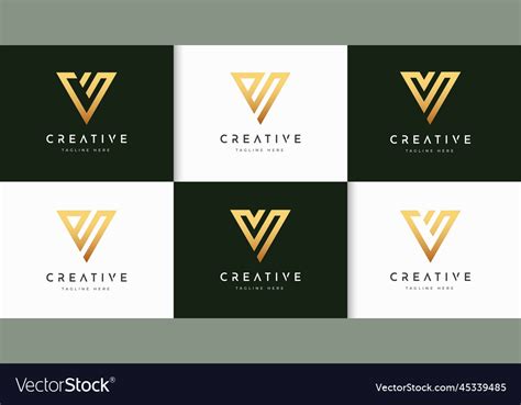 Set Of Luxury Letter V Monogram Line Style Logo Vector Image