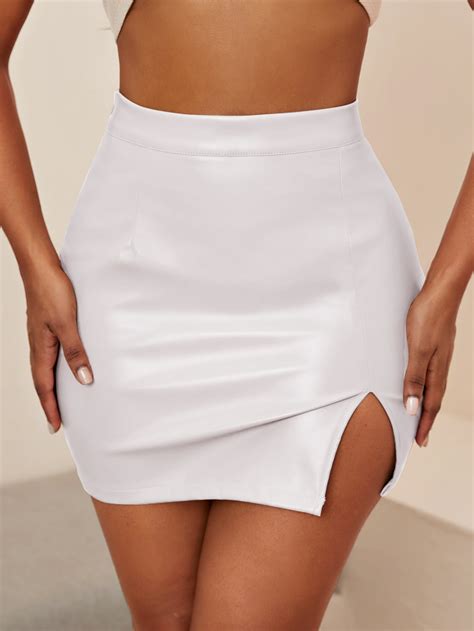 SHEIN Falda Look De Pluma Bajo Con Abertura