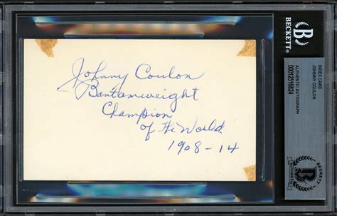 Johnny Coulon Autographed Signed 3X5 Index Card Bantamweight Champion