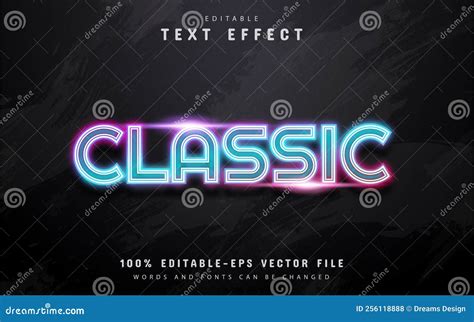 Classic Neon Style Text Effect Stock Vector Illustration Of Font
