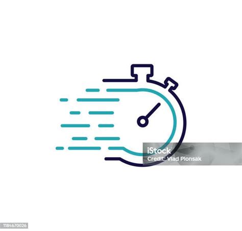 빠른 타이머 라인 아이콘입니다 빠른 스톱워치 아이콘 서비스 제공 벡터 로고입니다 속도에 대한 스톡 벡터 아트 및 기타 이미지 속도 스톱워치 달리기 Istock