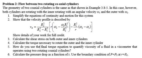 Solved Problem 2 Flow Between Two Rotating Co Axial