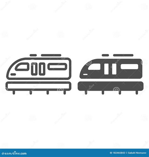 Monorail Train Line And Solid Icon Transportation Symbol Monorail Subway Vector Sign On White