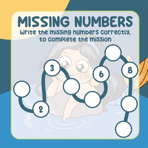 Missing Numbers Worksheet Write The Answer Correctly Stock Illustration Illustration Of