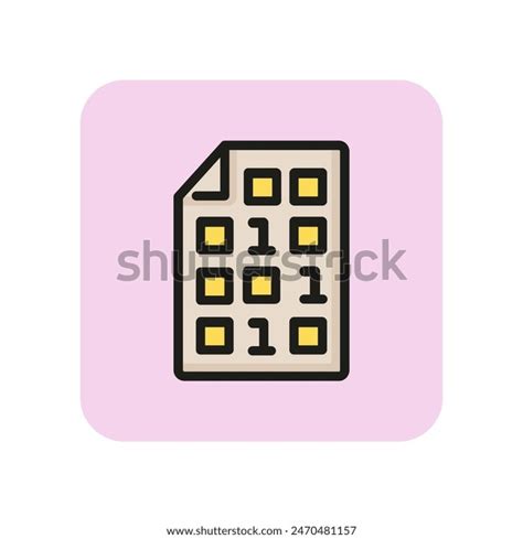 Binary Code Line Icon Sheet Paper Stock Vector Royalty Free