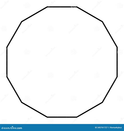 Dodecagon Shape Symbol Black And White Vector Silhouette Illustration