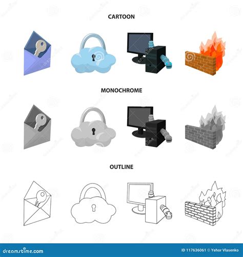System Internet Connection Code Hackers And Hacking Set Collection Icons In Cartoonoutline