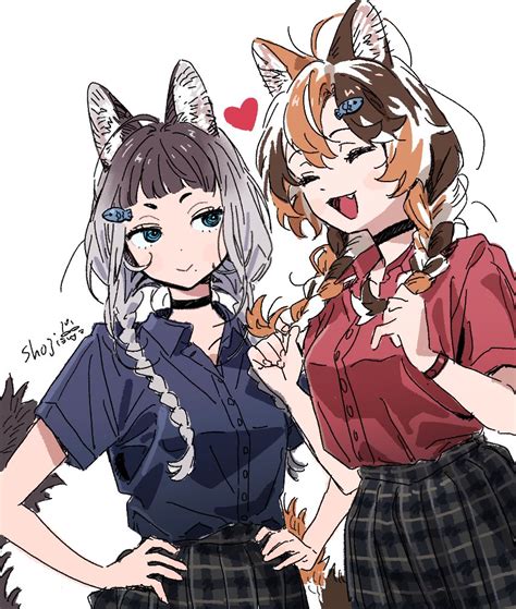 Safebooru 2girls Bangs Blue Shirt Blunt Bangs Braid Buttons Choker