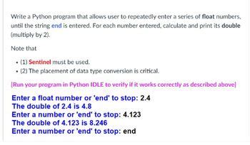 Answered Write A Python Program That Allows User To Repeatedly Enter A