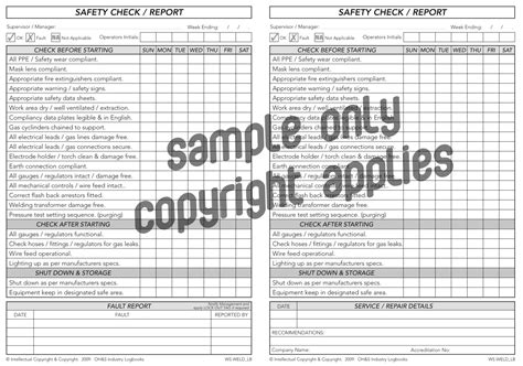 Blair Signs And Safety Welding Equipment Safety Check Logbook Shop Online
