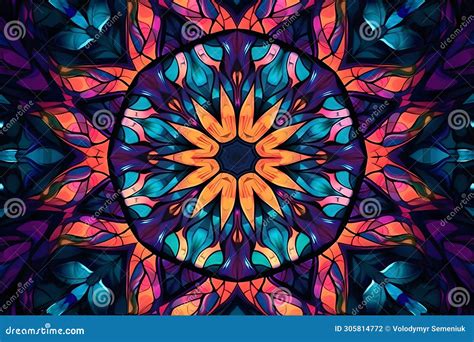 Symmetrical Multicolor Shapes Creative Kaleidoscopic Background Design Stock Illustration