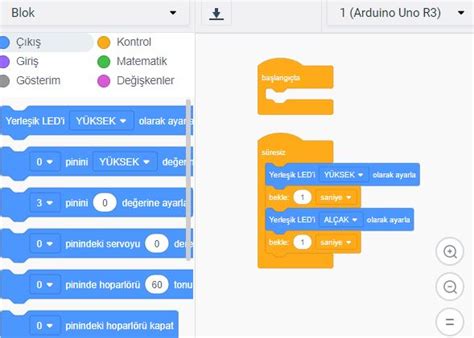 arduino blok programlama tinkercad Özken trafo
