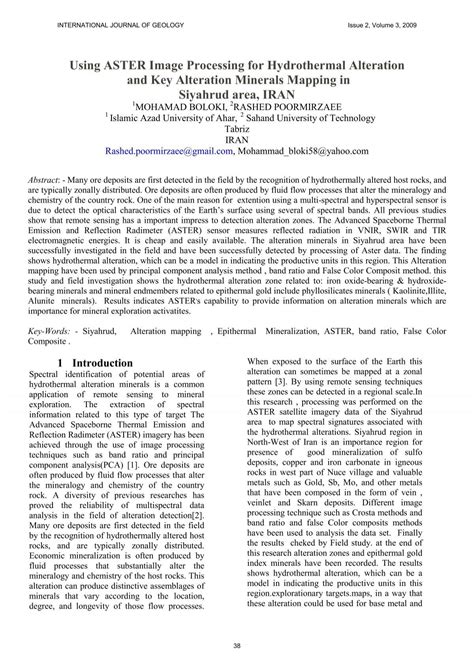 Hydrothermal Alteration Mineral Mapping