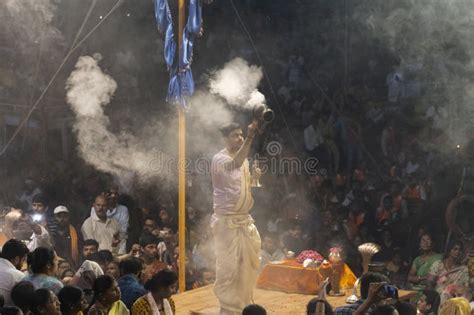 Varanasi India 30 March 2018 Ganga Aarti Ceremony Rituals At Gange