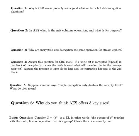 Solved All Questions Including Bonus Question 1 Why Is CFB Chegg