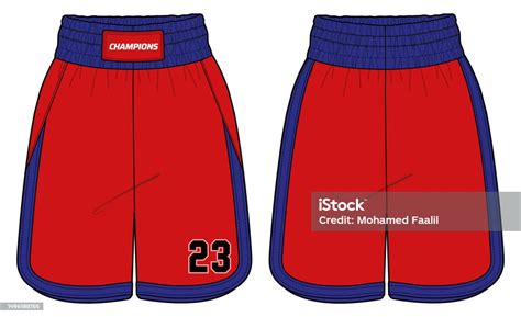 농구 반바지 저지 디자인 플랫 스케치 일러스트레이션 앞뒤가 보이는 넓은 다리 권투 반바지 개념 오버사이즈 액티브웨어 반바지 디자인 0명에 대한 스톡 벡터 아트 및 기타