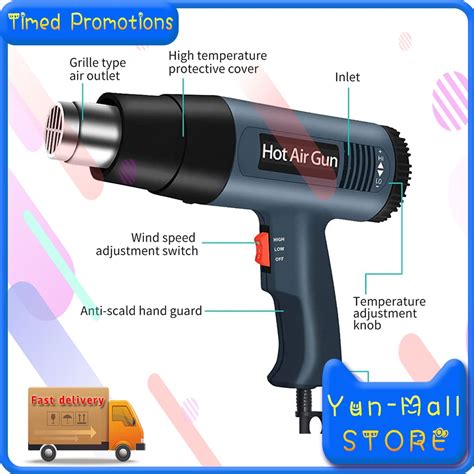 Jual COD YUN Mall Hot Air Gun Hot Gun Alat Pemanas Stiker Kaca Film 2000W Heat Gun 220V Air