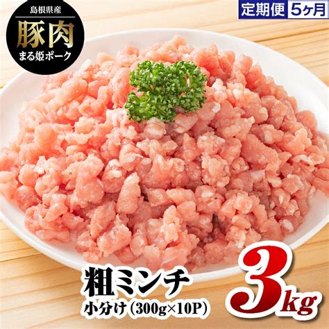 【5カ月定期便】まる姫ポーク 粗ミンチ 3kg（300g×10パック）×5回（計15kg）【ak 35】｜送料無料 国産 まる姫ポーク 豚肉