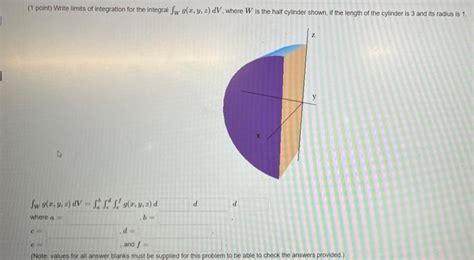 solved 1 point write limits of integration for the