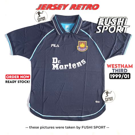 Jual RETRO Jersey Baju Bola Westham 3rd Third Dr Martens 1999 2001