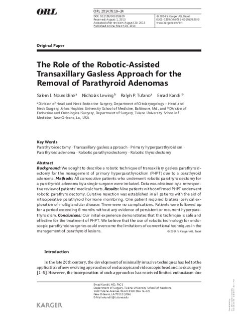 Pdf The Role Of The Robotic Assisted Transaxillary Gasless Approach For The Removal Of
