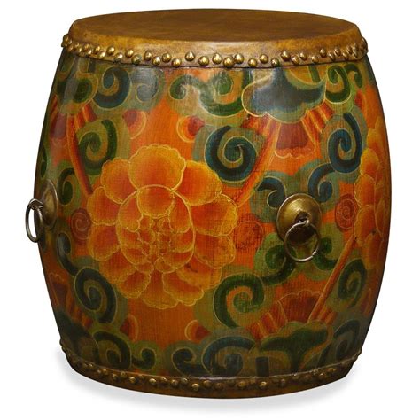 Tibetan Drum. The traditional Tibetan drum, with decorative floral ...