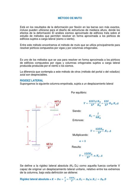 Metodo De Muto Ae Ii Completado Pdf Rigidez Mecanica Clasica