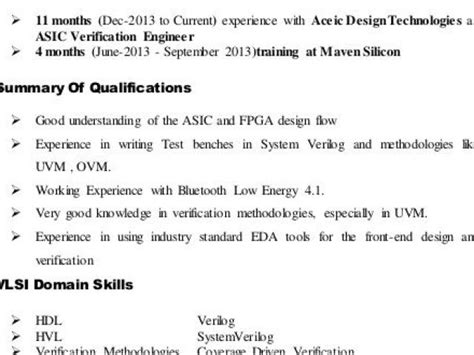 Vlsi Engineer Resume Resume Format Vlsi Design Engineer Resume Format