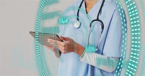 animation of scope scanning and data processing over biracial female