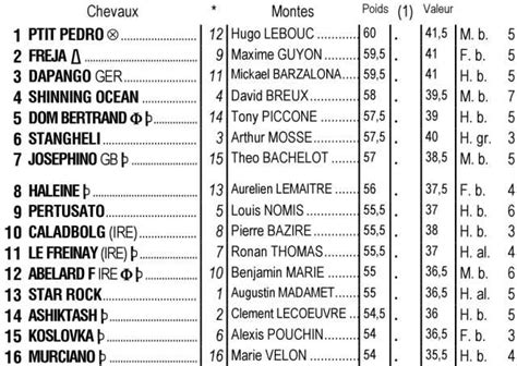 Partants pmu du quinté de mardi novembre à Chantilly Pronostic PMU du jour et de