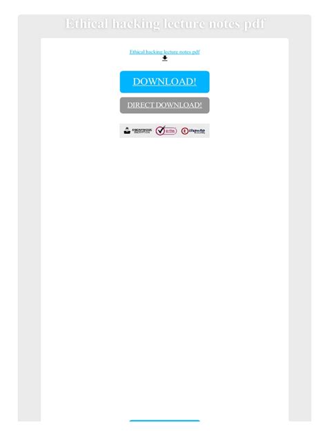 Ethical Hacking Lecture Notes Pdf Pdf Security Hacker White Hat