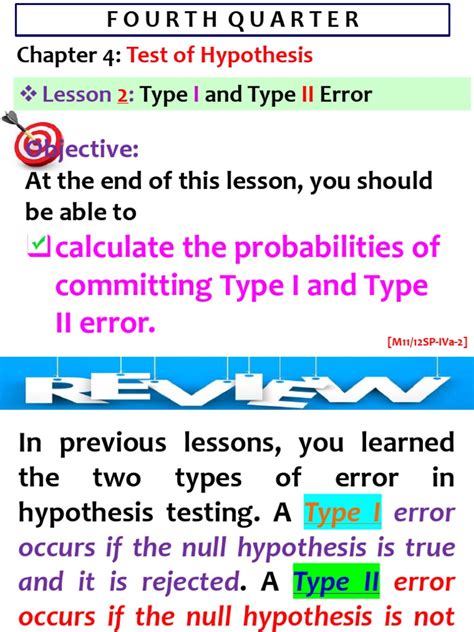 Lesson 2 Type1 And Type2 Error Pdf Type I And Type Ii Errors