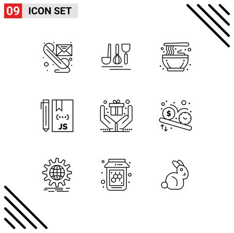 9 User Interface Outline Pack Of Modern Signs And Symbols Of Programming Develop Travel Coding
