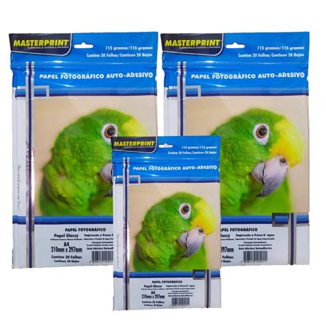 Papel fotográfico Adesivo 115g A4 Masterprint 300 Folhas Shopee Brasil