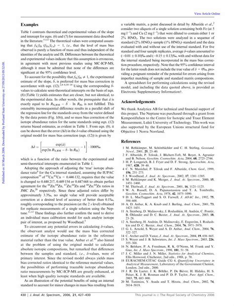 Pdf Revised Exponential Model For Mass Bias Correction Using An