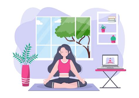 Online Lessons Yoga And Meditation Classes Concept 2211820 Vector Art