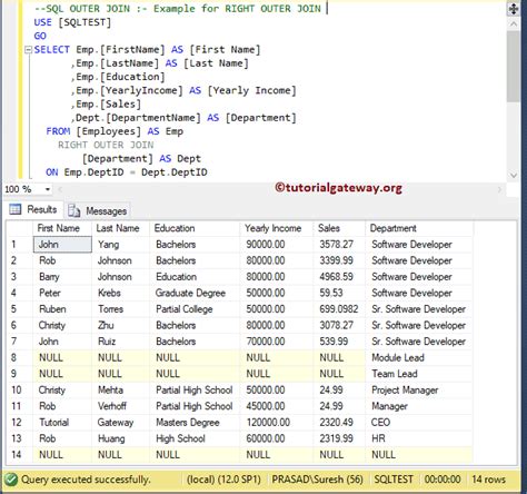 Sql Outer Joins With Examples