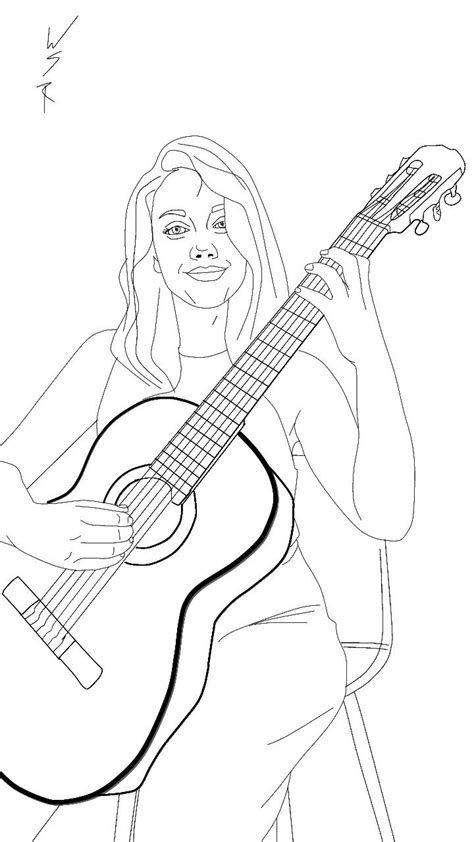 A Girl Playing The Guitar Pencil Drawings Drawing Sketches Drawings