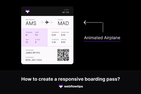 Boarding Pass Responsive Animated Webflow
