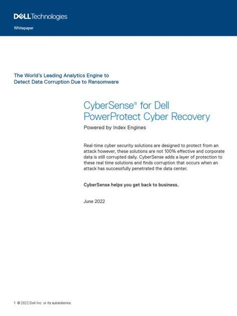 Cybersense For Dell Powerprotect Cyber Recovery 1656644381 Pdf Ransomware Antivirus Software