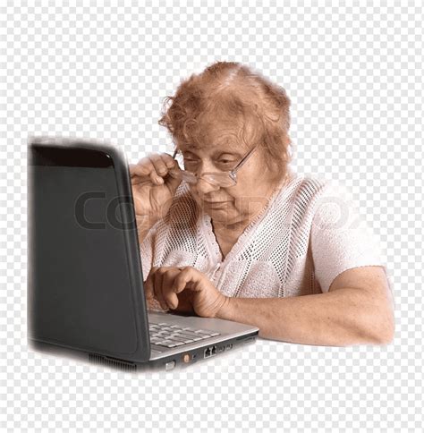 나이 여자 노트북 안경 늙은 여자 사진술 손 컴퓨터 Png Pngwing