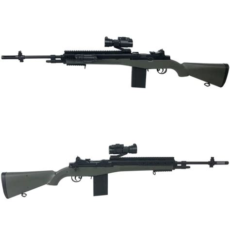 Agm Airsoft M14 Spring Rifle With Rail And Red Dot 270 Fps Od Color