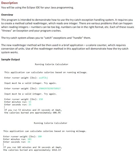 Solved Description You Will Be Using The Eclipse Ide For Chegg