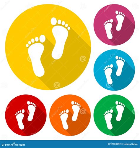 Two Footprint Icons Set With Long Shadow Stock Vector Illustration Of